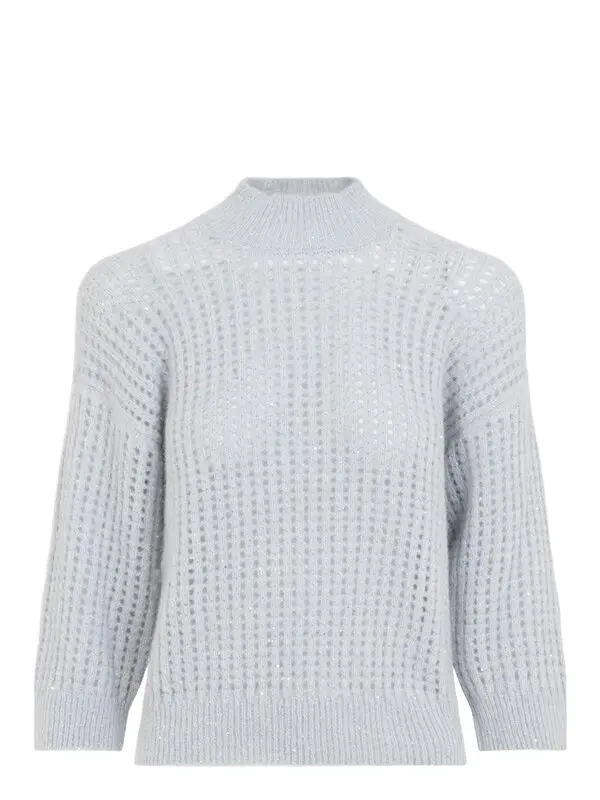 Peserico Mohair-wool Blend Textured Knit Sweater - Blue