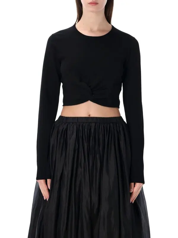 THE GARMENT Twisted Cropped Long-sleeve Top - Black