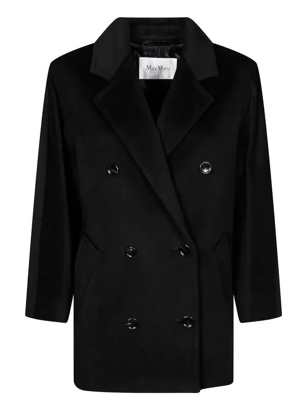 Max Mara Double Breasted Quilted Jacket - Nero