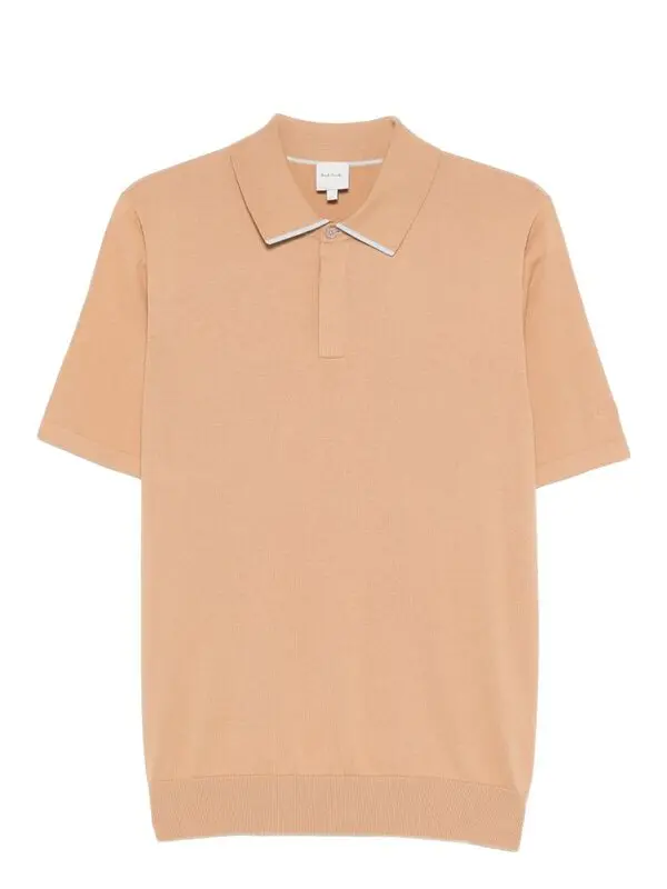 Paul Smith Button-up Ribbed Knit Short Sleeve Polo - Beige