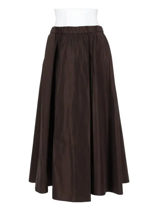 Aspesi Pleated A-line Midi Skirt - Brown