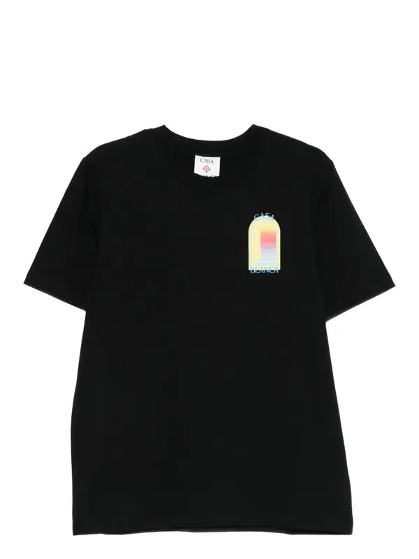 Casablanca Chest Graphic Straight Hem Cotton T-shirt - Nero