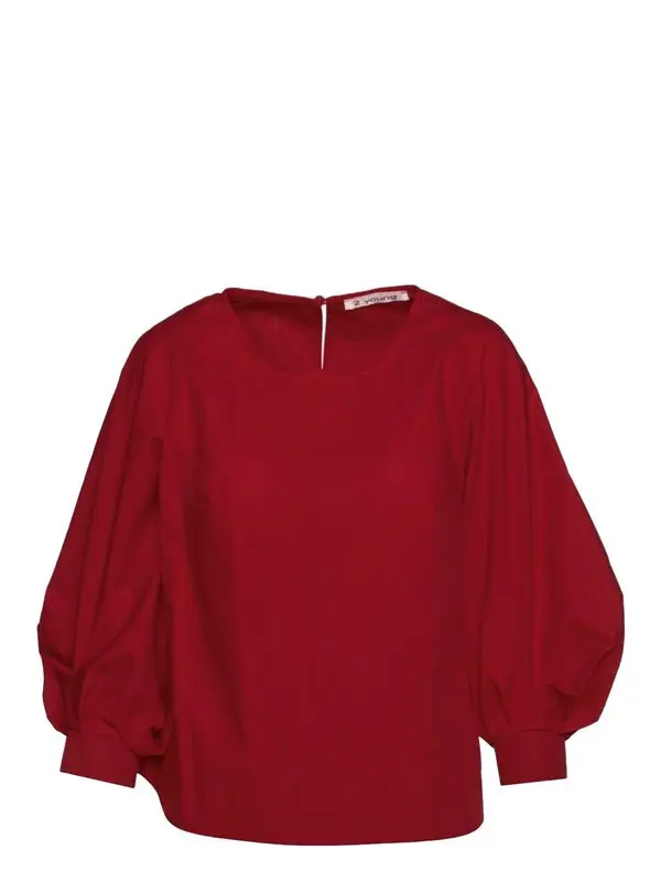 CONQUISTA Burgundy Top With Bishop Sleeves - Red
