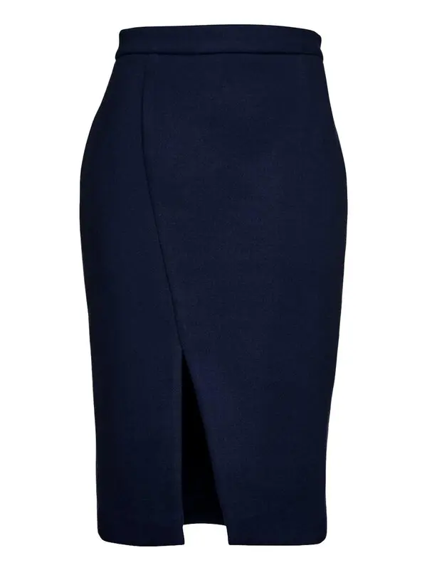 CONQUISTA Navy Mouflon Pencil Skirt - Blue