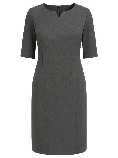 CONQUISTA Wool Silk Acrylic Blend Woven Dress - Grey