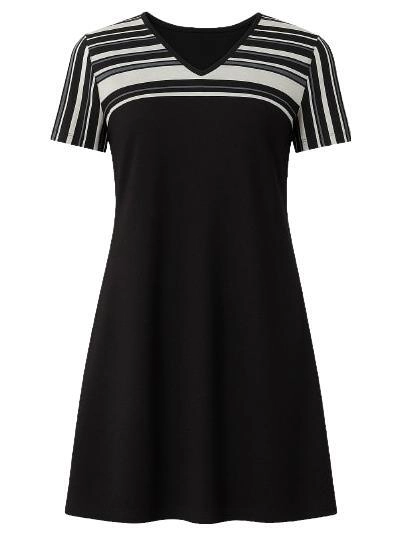 CONQUISTA A-line Dress With Stripe Detail - Black
