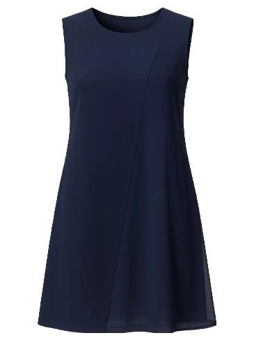 CONQUISTA Sleeveless Asymmetrical Sheer Panel A-line Dress - Blue