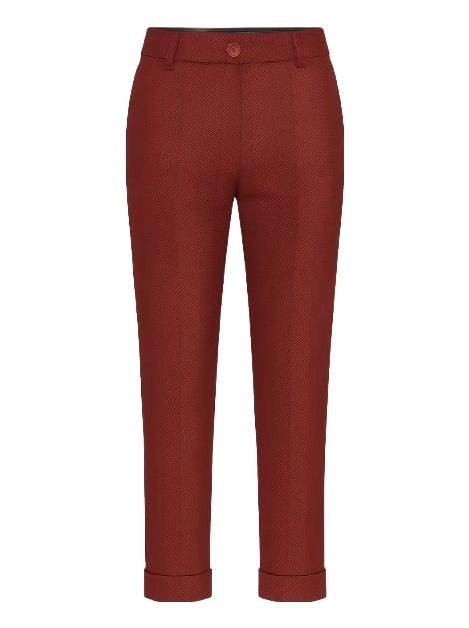 CONQUISTA Cropped Tapered Pants With Turn-ups - Red