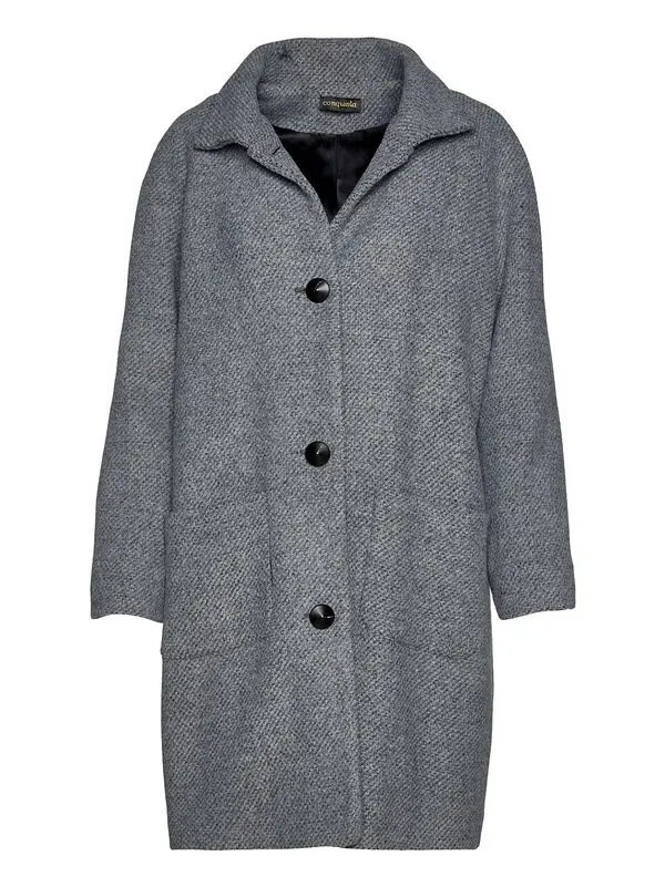 CONQUISTA Wool Blend Coat With Raglan Sleeves - Grey