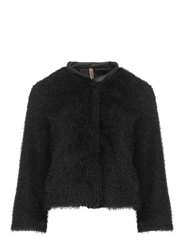 CONQUISTA Bolero With Leather Look Detail - Black