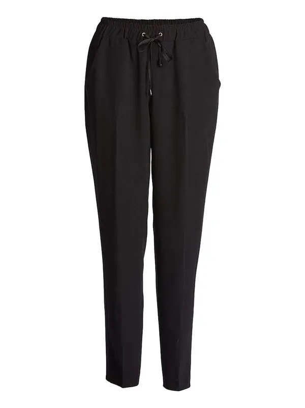 CONQUISTA Crepe Tapered Pants With Drawstring Waist - Black
