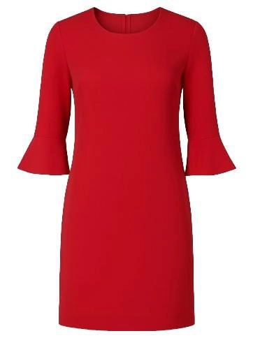 CONQUISTA Stretch Punto Di Roma Sleeve Detail Dress - Red