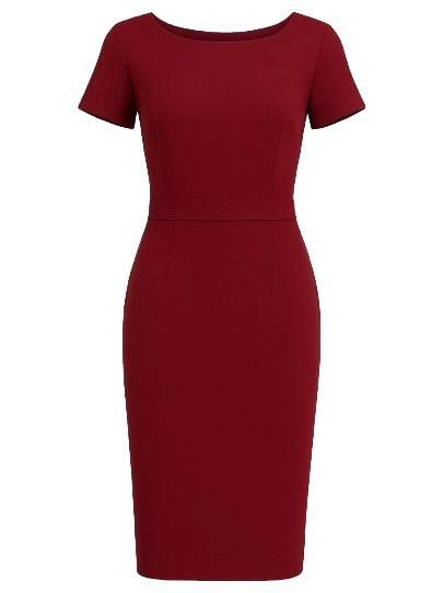 CONQUISTA Burgundy Fitted Dress With Cap Sleeves - Red
