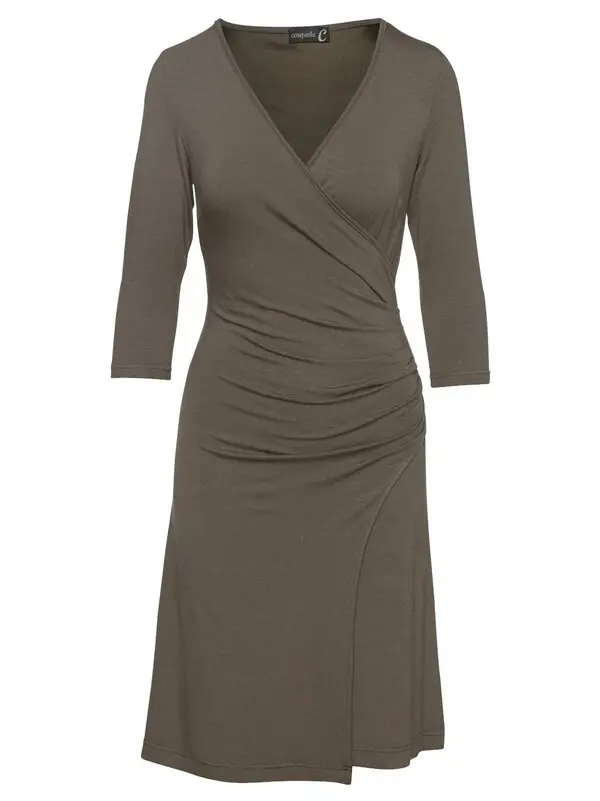 CONQUISTA Faux Wrap Jersey Dress - Grey