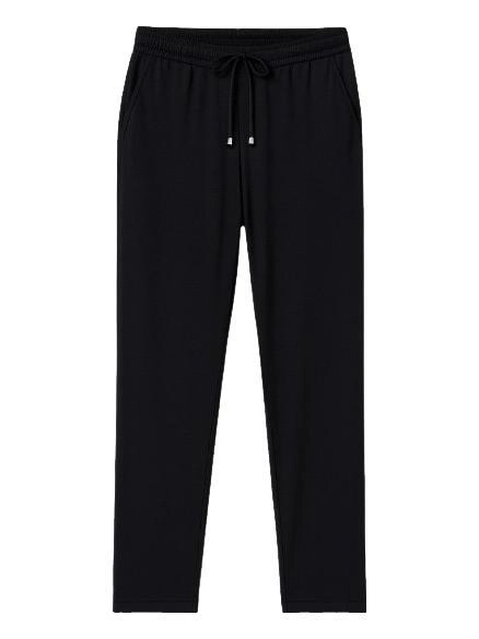 CONQUISTA Jersey Tapered Pants With Tie Detail - Black