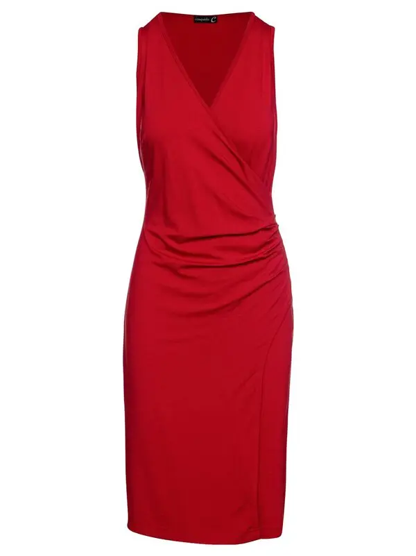 CONQUISTA Sleeveless Wrap Dress - Red