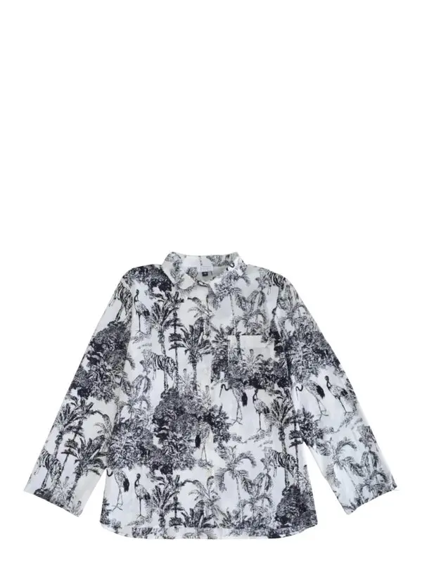 EFFEI Alavida 100% Cotton Hand-printed Indian Block Print Shirt - Black