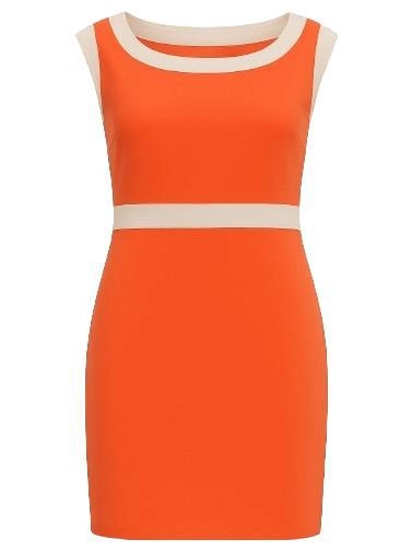 CONQUISTA Cap Sleeve Boatneck Mini Dress With Contrast Panels - Orange