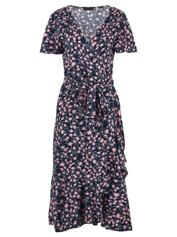 CONQUISTA Viscose Midi Dress With Floral Print - Pink