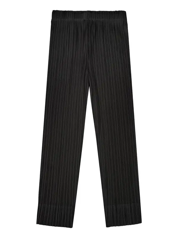 WILD COSMOS Natalia Plissé Satin Tapered Crop Pant - Black