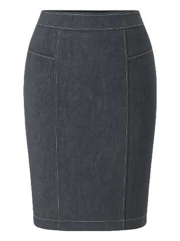 CONQUISTA Stitch Detail Straight Pencil Skirt - Grey