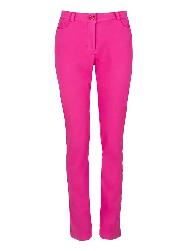 CONQUISTA Fuchsia Tie & Dye Fitted Stretch Gabardine Pants - Pink