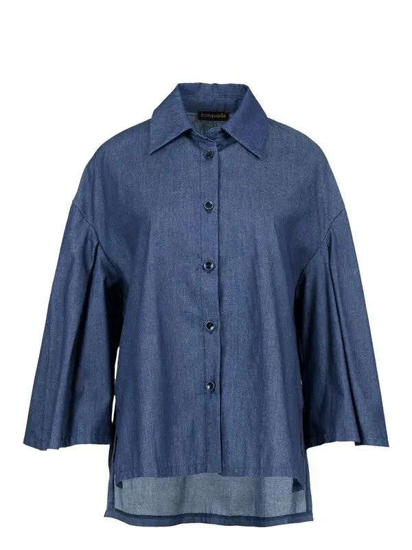 CONQUISTA Indigo Denim Style Jacket With ¾ Length Sleeves - Blue