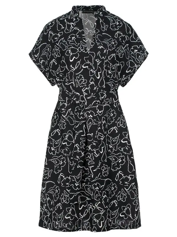 CONQUISTA Sleeveless Printed Dress With Side Slits - Black