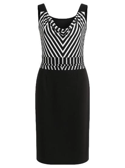 CONQUISTA Cowl Neck Sleeveless Dress - Black
