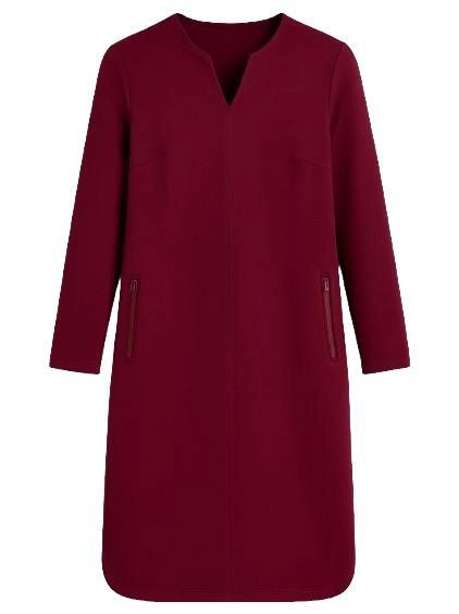 CONQUISTA Burgundy Stretch Dress With Zip Pockets - Red