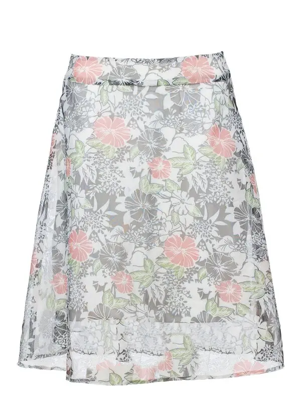 CONQUISTA Floral Burn-out Viscose Blend Cloche Skirt - Beige