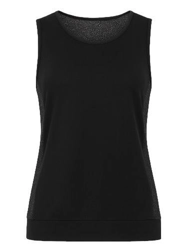 CONQUISTA Sleeveless Sheer Back Top - Black