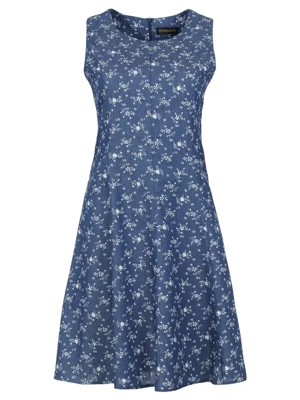 CONQUISTA Indigo Floral Cloche Dress - Blue