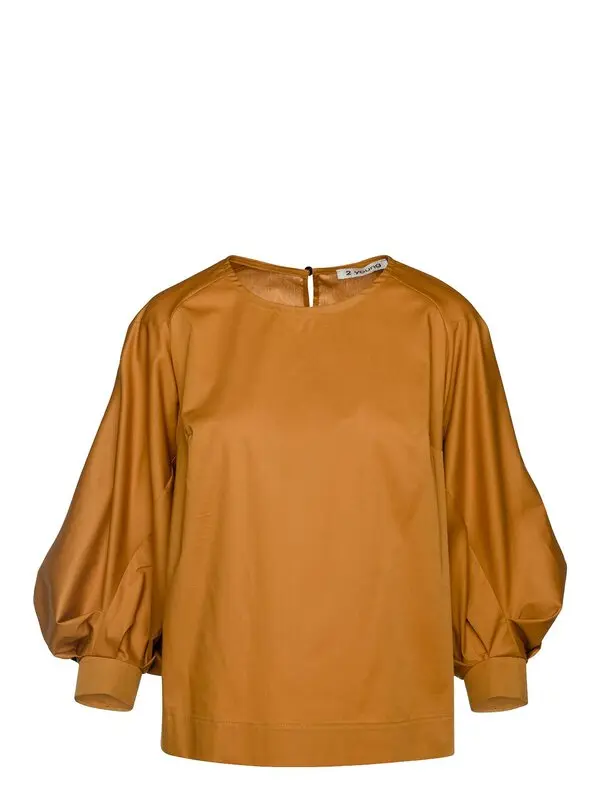 CONQUISTA Bishop Sleeve Top - Yellow