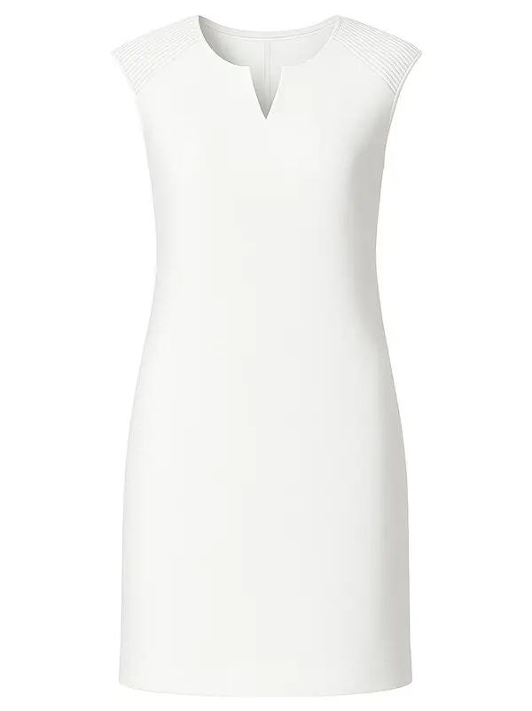 CONQUISTA Elegant Punto Di Roma Knit Dress With Cap Sleeves - White