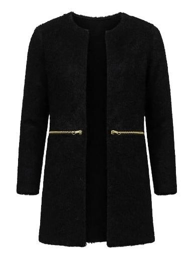 CONQUISTA Two-in-one Textured Knit Jacket With Zip Detail - Black