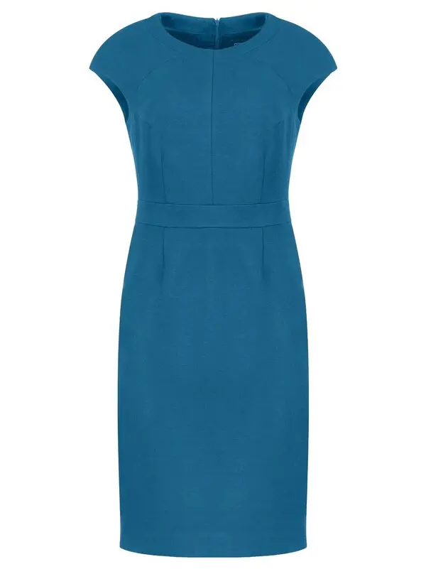 CONQUISTA Fitted Knee Length Dress With Cap Sleeves - Blue