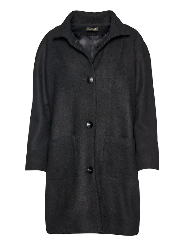 CONQUISTA Wool Blend Coat - Black