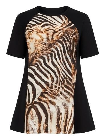 CONQUISTA Animal Print Top - Black