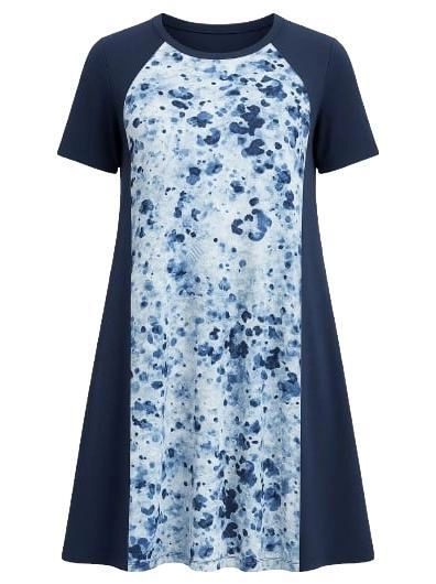 CONQUISTA Abstract Print A-line Dress - Blue