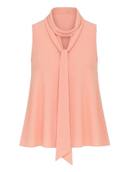 CONQUISTA Sleeveless Top With Tie Neck - Orange