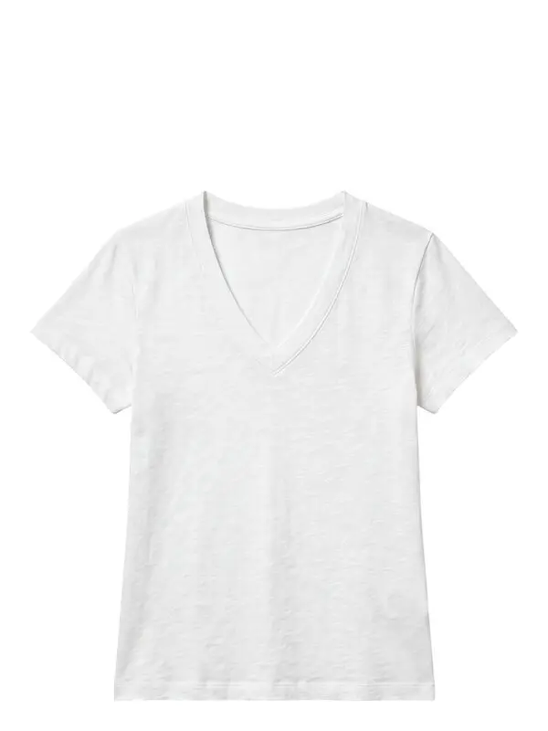 BRODIE CASHMERE Relaxed Fit V-neck Tee - White