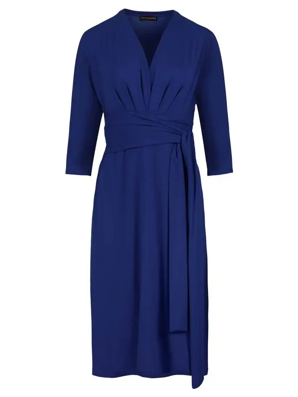 CONQUISTA Electric Empire Line Dress With Belt - Blue