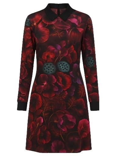 CONQUISTA Bold Floral Print A-line Dress - Red