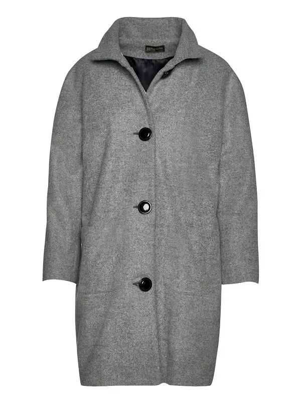 CONQUISTA Wool Blend Coat With Stand Collar - Grey