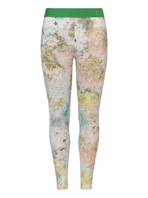 CONQUISTA Silky Floral Print Pants - Green