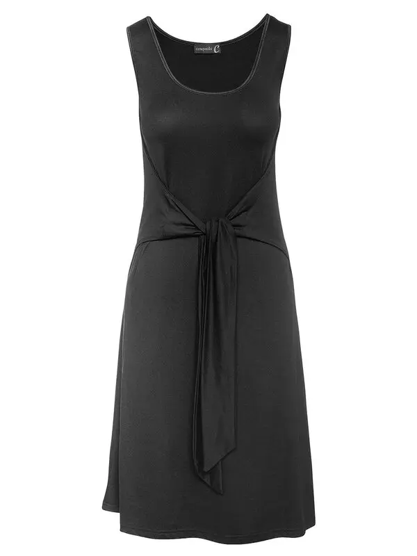 CONQUISTA Sleeveless Tie-waist Dress - Black