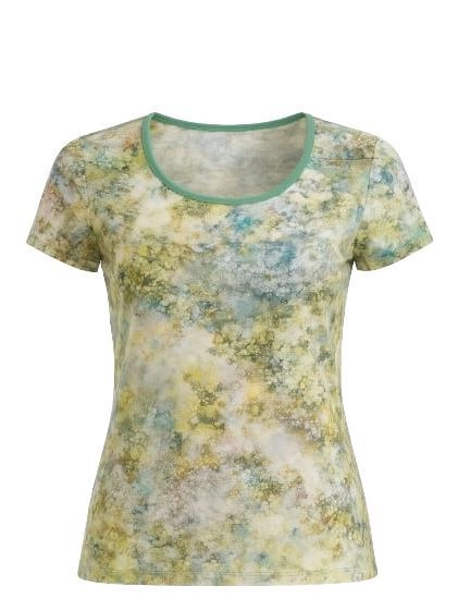 CONQUISTA Floral Short Sleeve Top - Green
