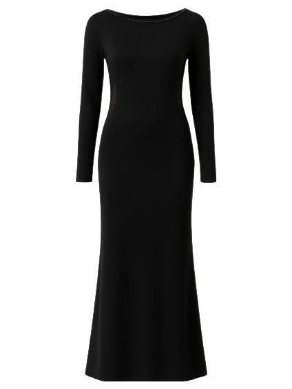 CONQUISTA Sheer Back Maxi Dress - Black