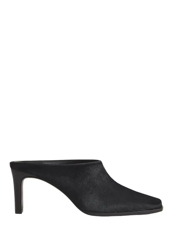 REFORMATION Claudette Heeled Mule Haircalf - Black